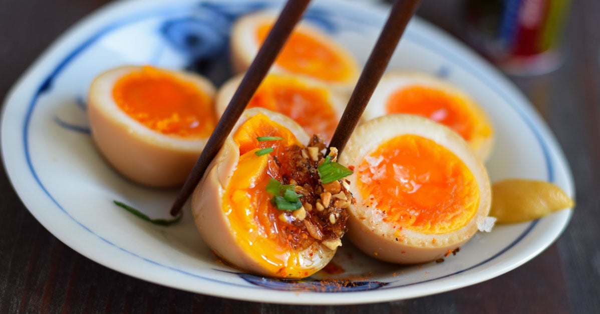 Ajitama – How to make ramen egg for a snack - eyes and hour