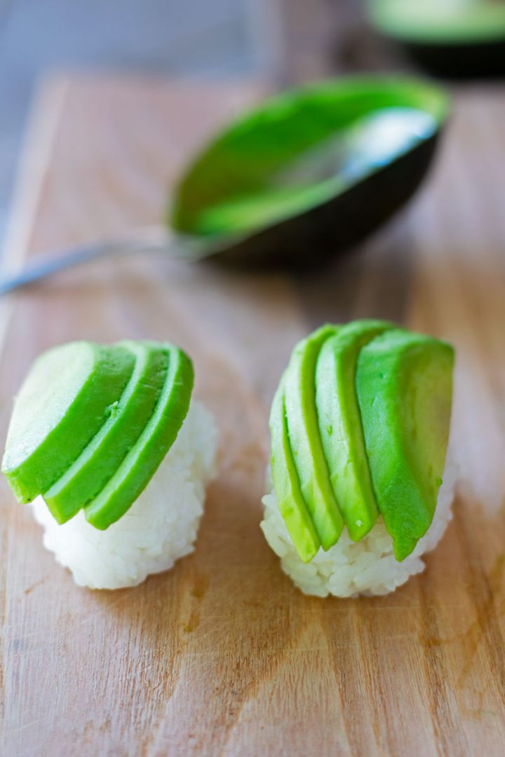 Avocado Sushi - Nigiri - eyes and hour