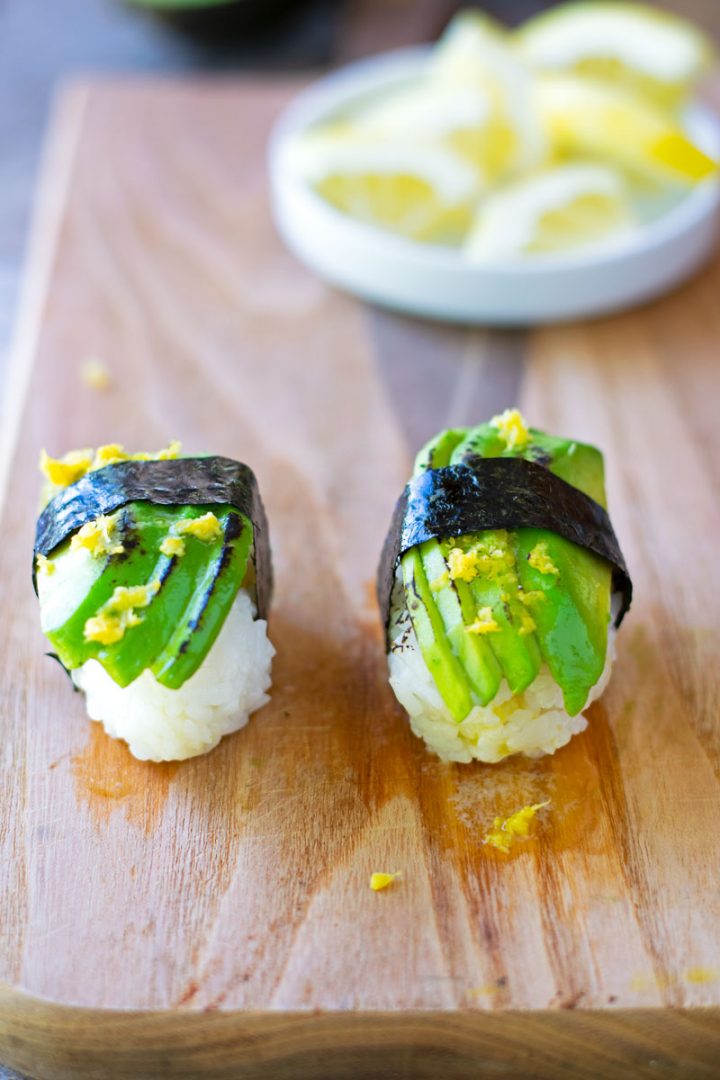 Avocado Sushi - Nigiri - eyes and hour